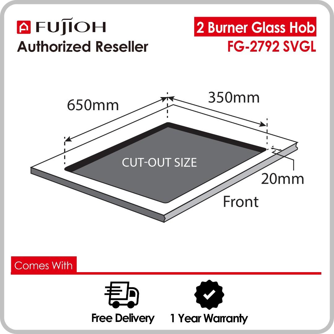 Fujioh FG-2792 SVGL 2 Burner Hob with Black Glass Top, Furniture & Home ...