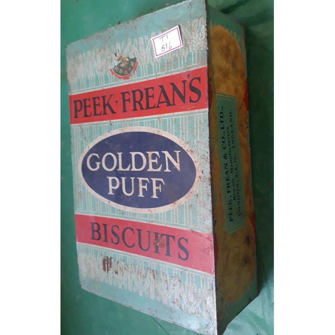 PEEK FREANS GOLDEN PUFF BISCUITS - Vintage Advertising Tin box. ti516 ...