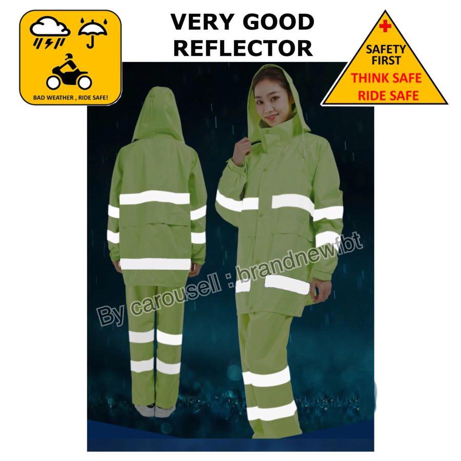 Raincoat DOUBLE Layer Bright Neon Orange Safety Riding Raincoat Jacket ...