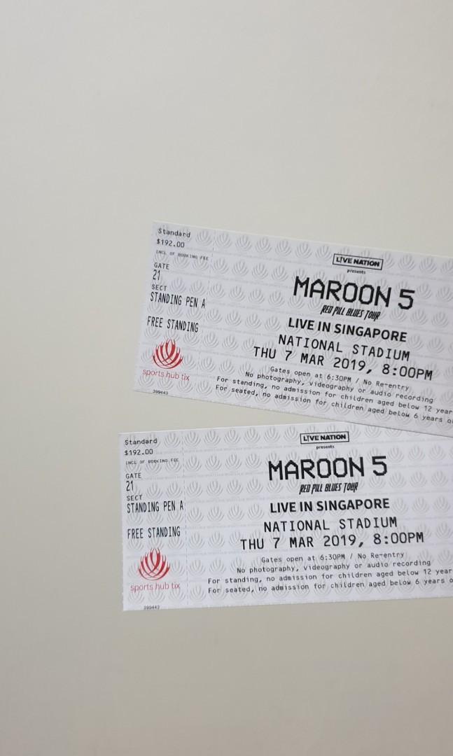 Maroon 5 Concert ticket, Tickets & Vouchers, Event Tickets on Carousell