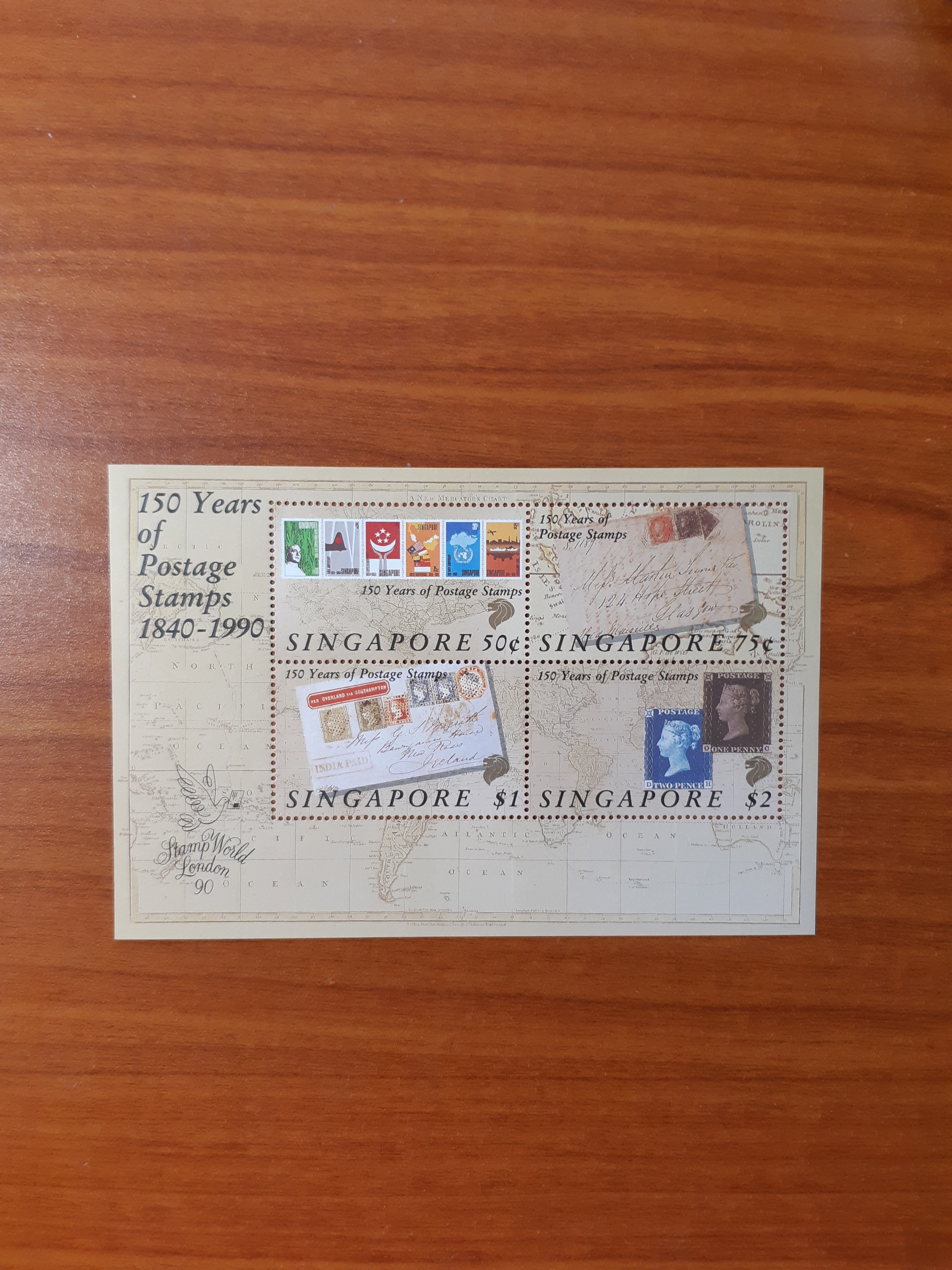 1990 Singapore 150 Years of Postage Stamp sheet from 1840 to 1990 ...
