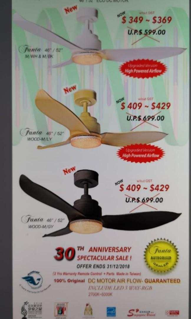 **SUPER OFFER** AMASCO FANTA DC 35" , 46" ,52" CEILING FAN WITH 22W LED ...