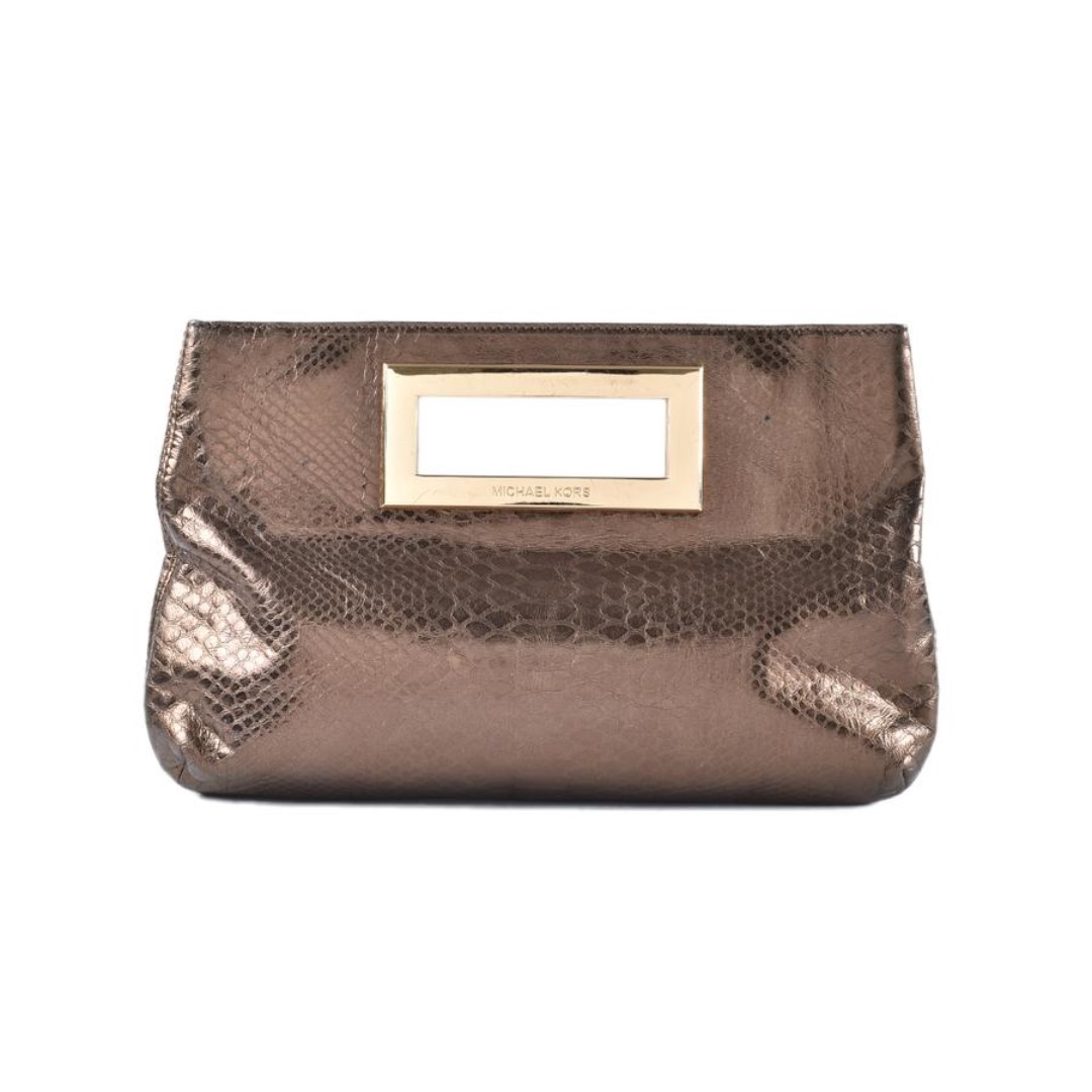 AUTHETNIC Michael Kors Snake Embossed Clutch, Luxury, Bags & Wallets on Carousell