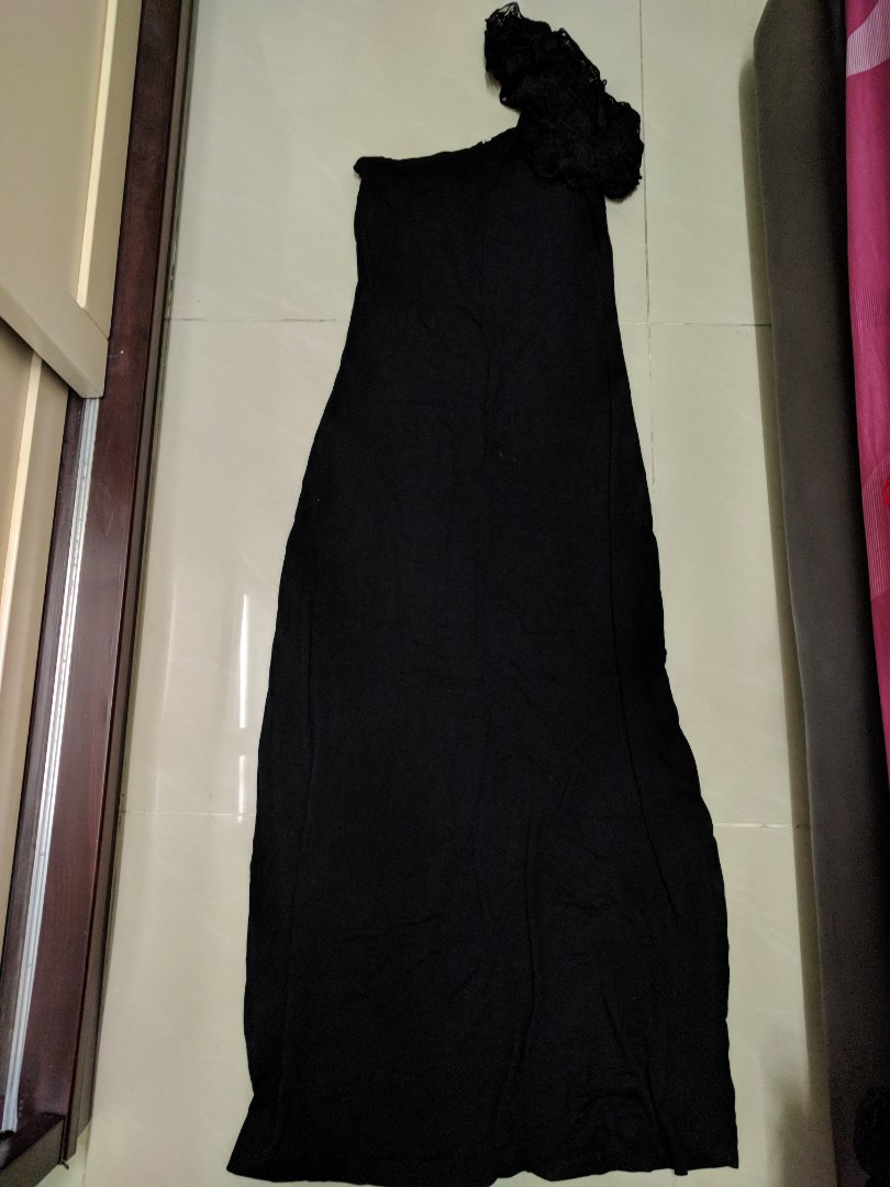 AX Paris Toga Long Black Dress, Women's Fashion, Muslimah Fashion ...