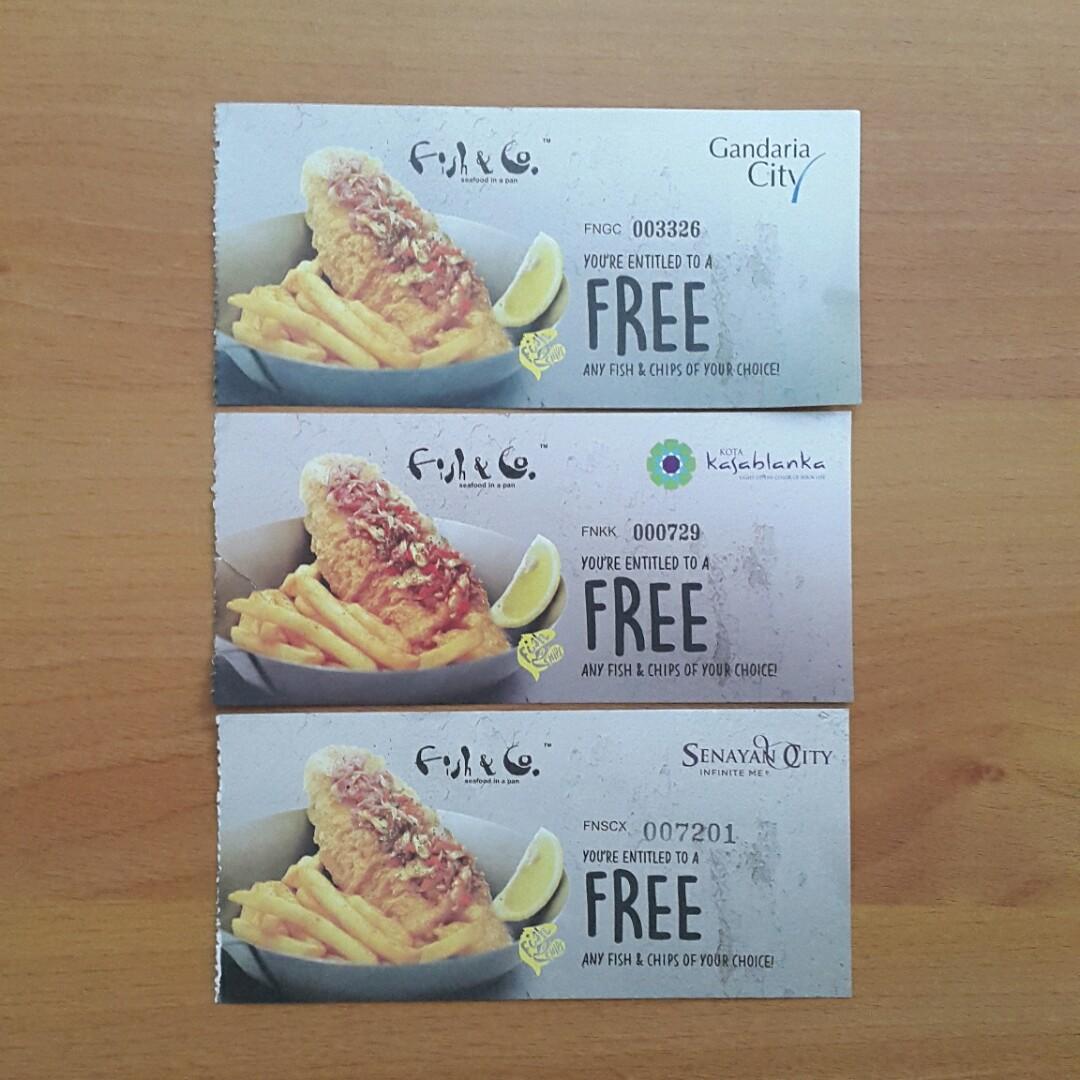 Fish & Co. FREE Fish & Chips Voucher, Tiket & Voucher, Kartu Hadiah ... Fish & Co. FREE Fish & Chips Voucher, Tiket & Voucher, Kartu Hadiah ...