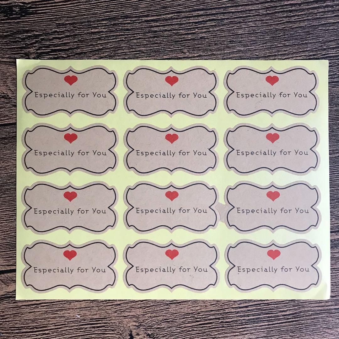 (Free Postage) 60 Kraft Stickers Especially for you Thank You, Hobbies ...