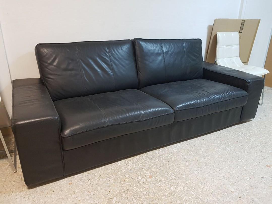 Ikea Kivik leather 3 seater sofa, Furniture & Home Living, Furniture ...