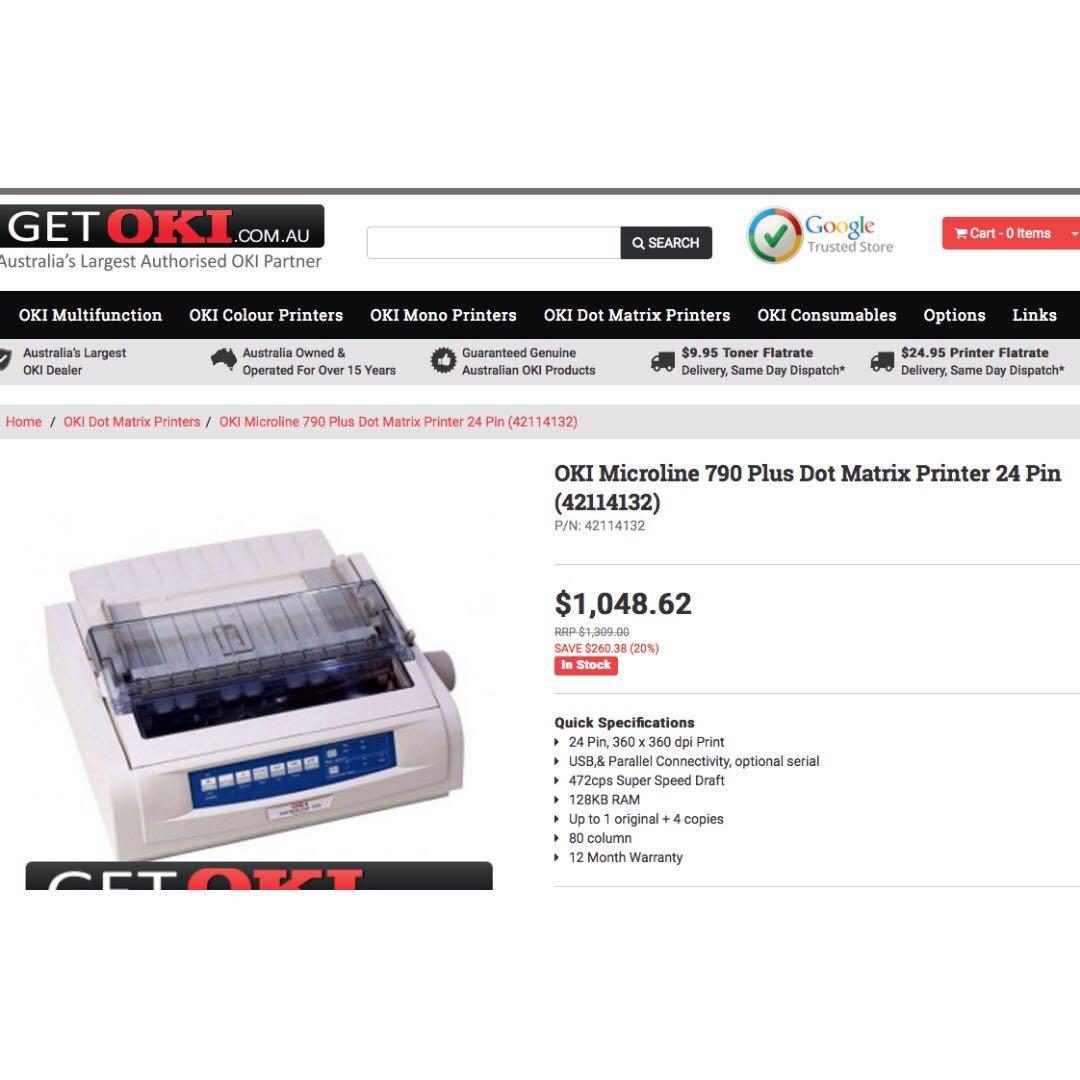 Oki Microline 790 Printer for 4 ply printing, Computers & Tech, Printers, Scanners & Copiers on ...