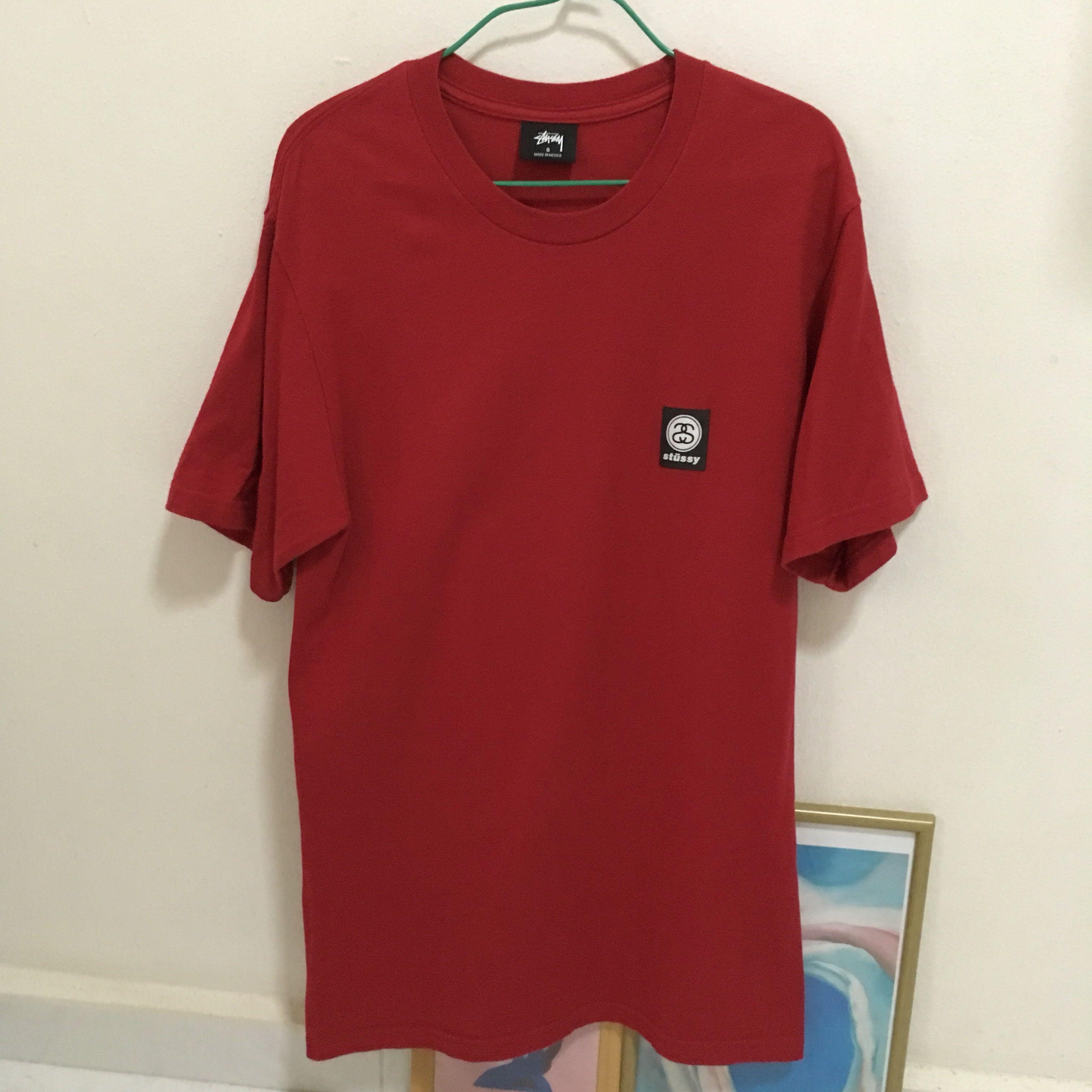 Stussy small OG logo red t-shirt, Men's Fashion, Tops & Sets, Tshirts ...