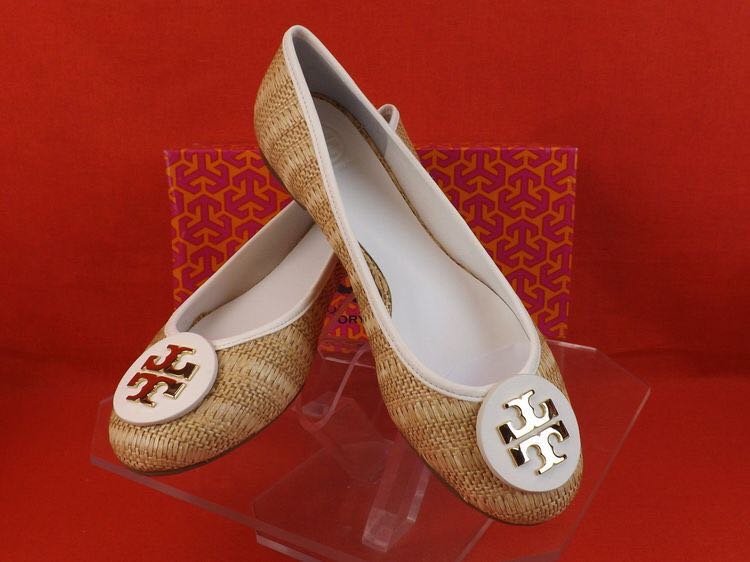 Tory Burch Raffia Straw Reva Flats, Women's Fashion, Footwear, Flats ...