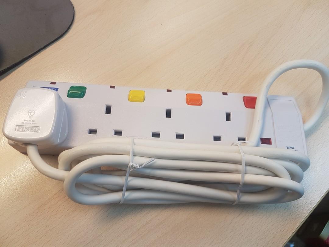 4 Way Power Socket Plug Extension (Surge Protection), TV & Home ...