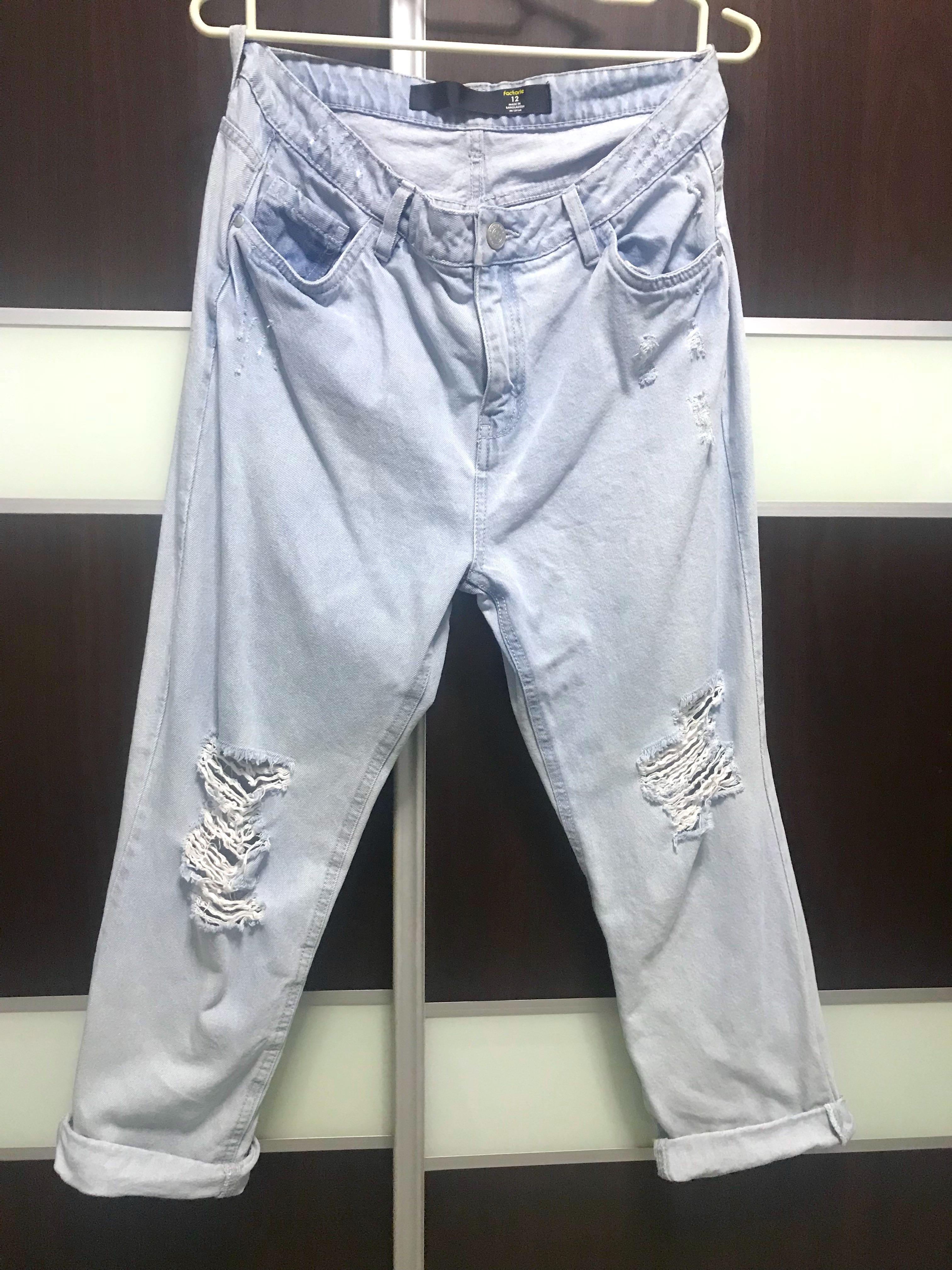 Factorie Light blue Ripped Jeans, Women's Fashion, Bottoms, Jeans ...