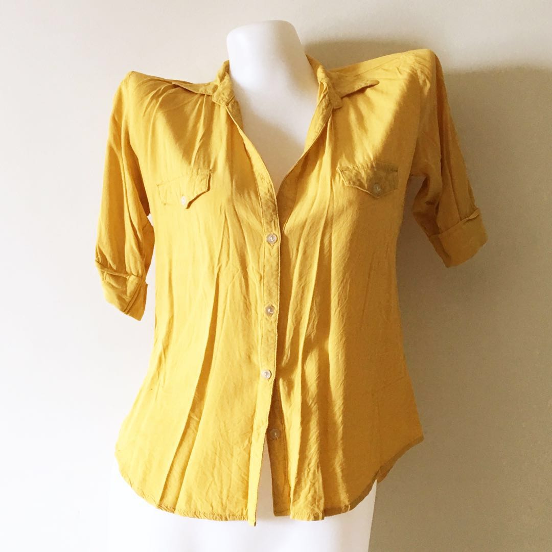Mustard Top, Women's Fashion, Tops, Blouses on Carousell