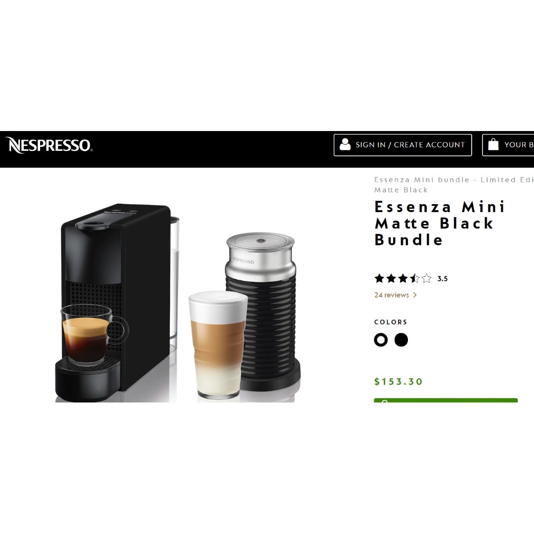 Nespresso Essenza Mini Matte Black Bundle, TV & Home Appliances ...