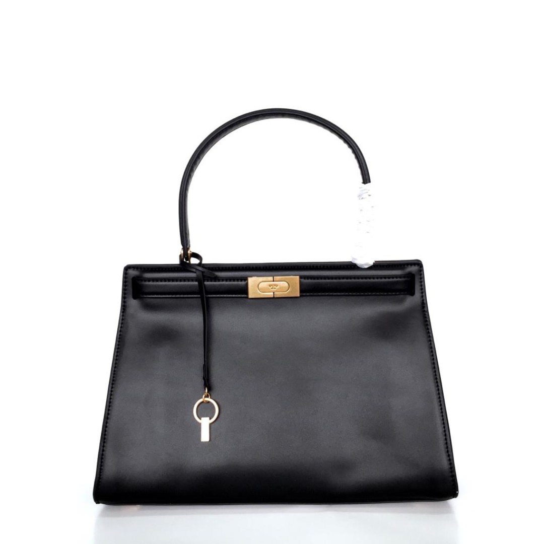 Tory Burch Lee Radziwill Satchell - Black, Fesyen Wanita, Tas & Dompet ...