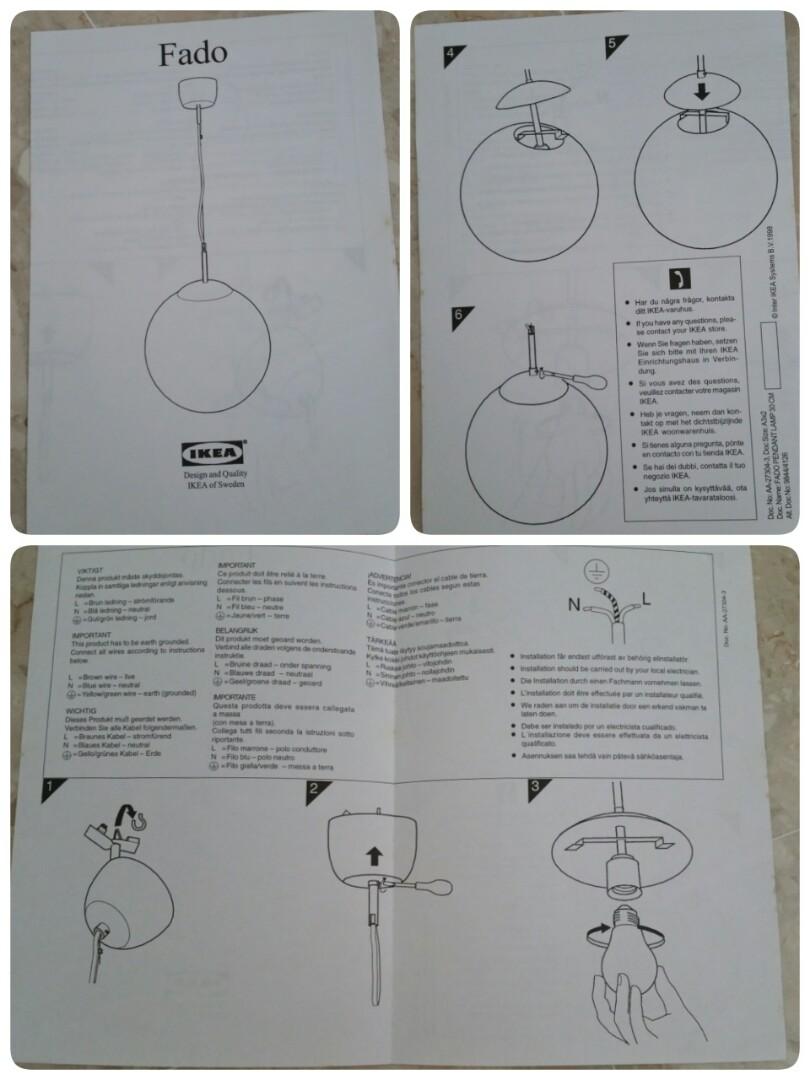 Ikea Fado Pendant Light (used), Furniture & Home Living, Lighting ...