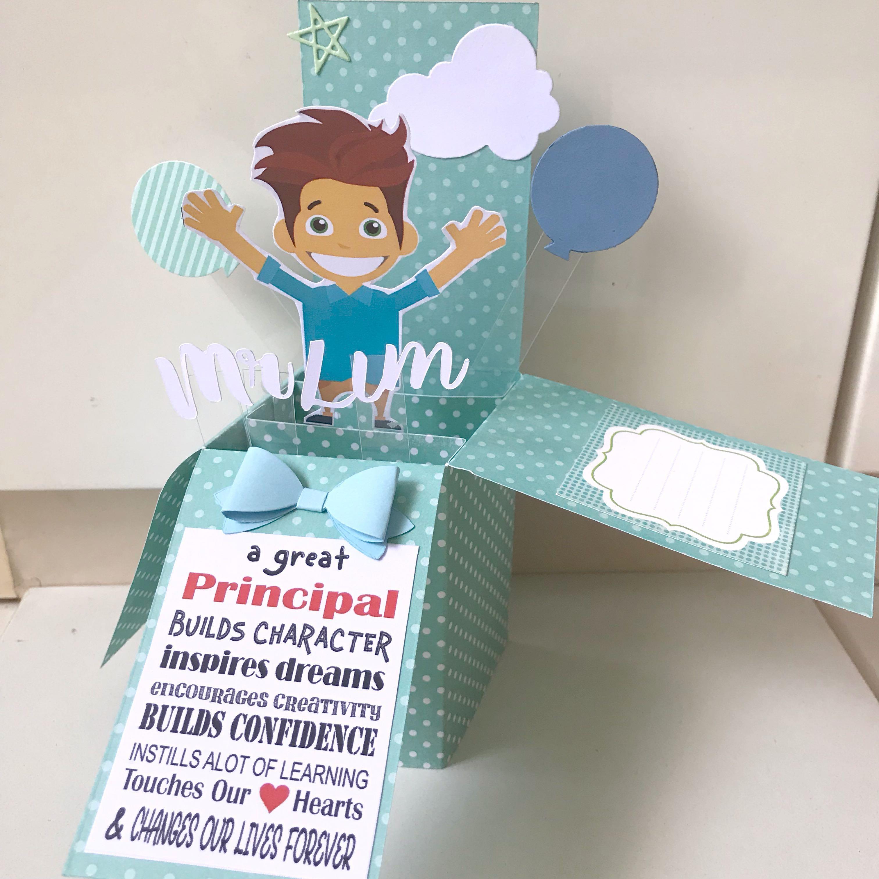 Principal farewell handmade large pop up card, Hobbies & Toys ...