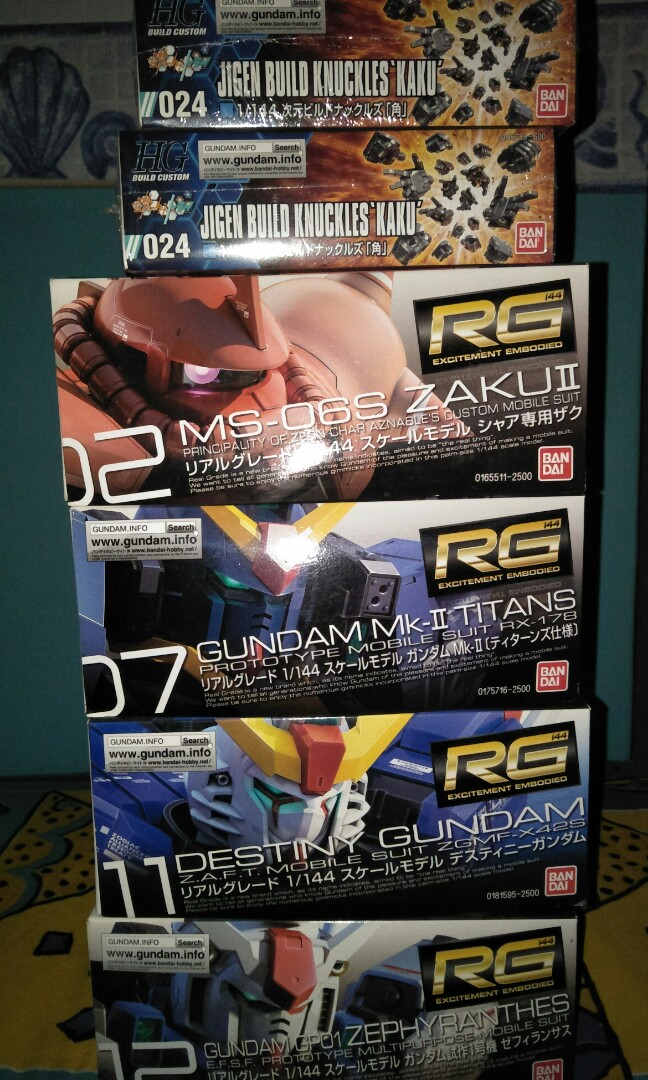 RG Gunpla (Set) + Build Hands, Hobbies & Toys, Toys & Games on Carousell