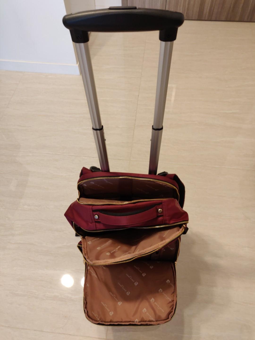 Stylish wine red Pierre Cardin backpack wih detachable trolley -18 inch ...