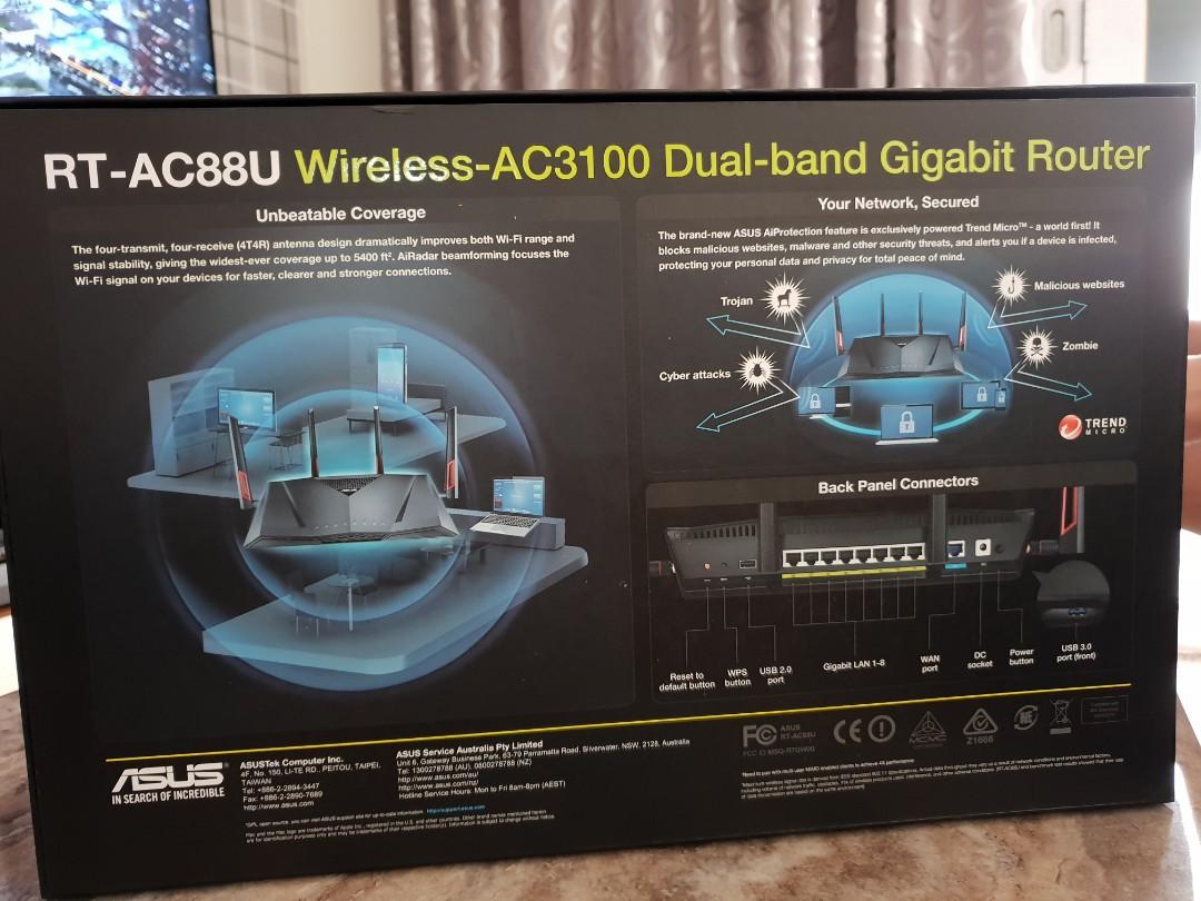 Asus RT AC88U AC 3100 Dual-band Gigabit Router, Computers & Tech, Parts ...