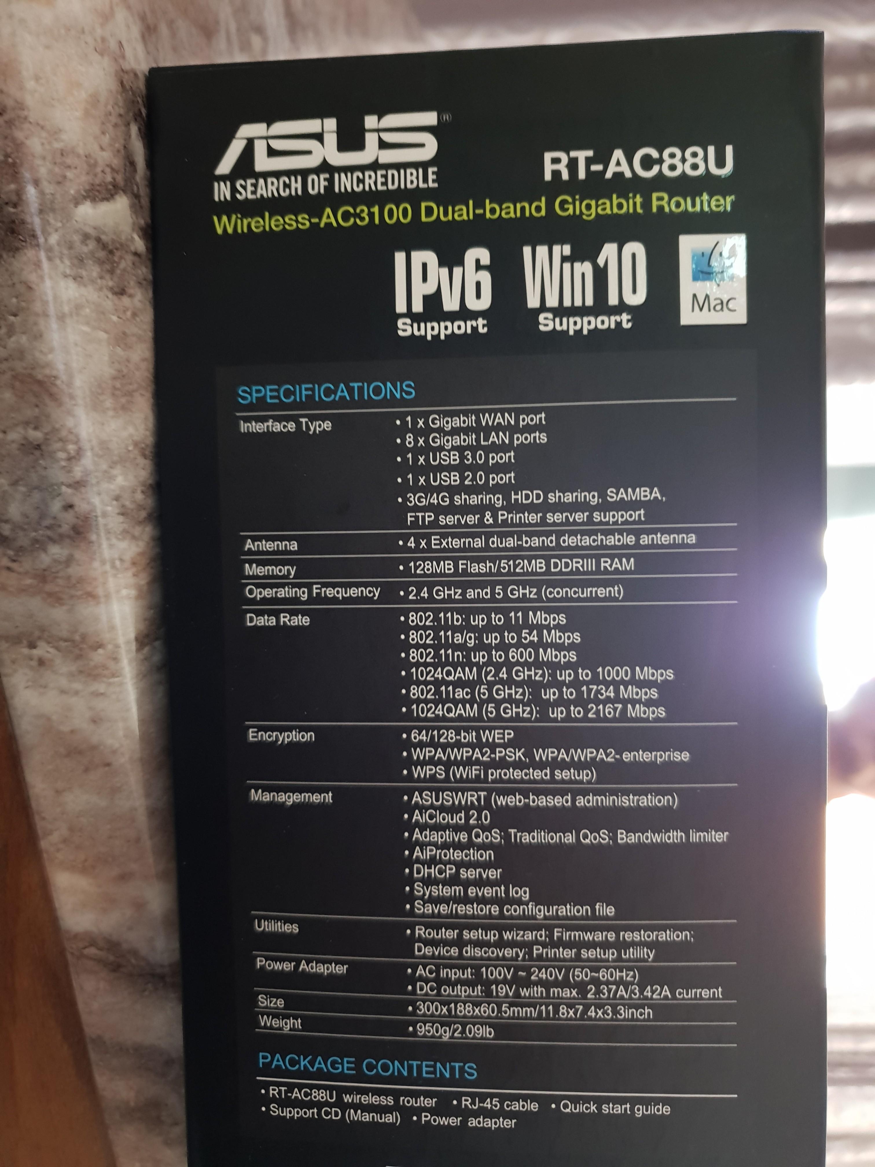 Asus RT AC88U AC 3100 Dual-band Gigabit Router, Computers & Tech, Parts ...