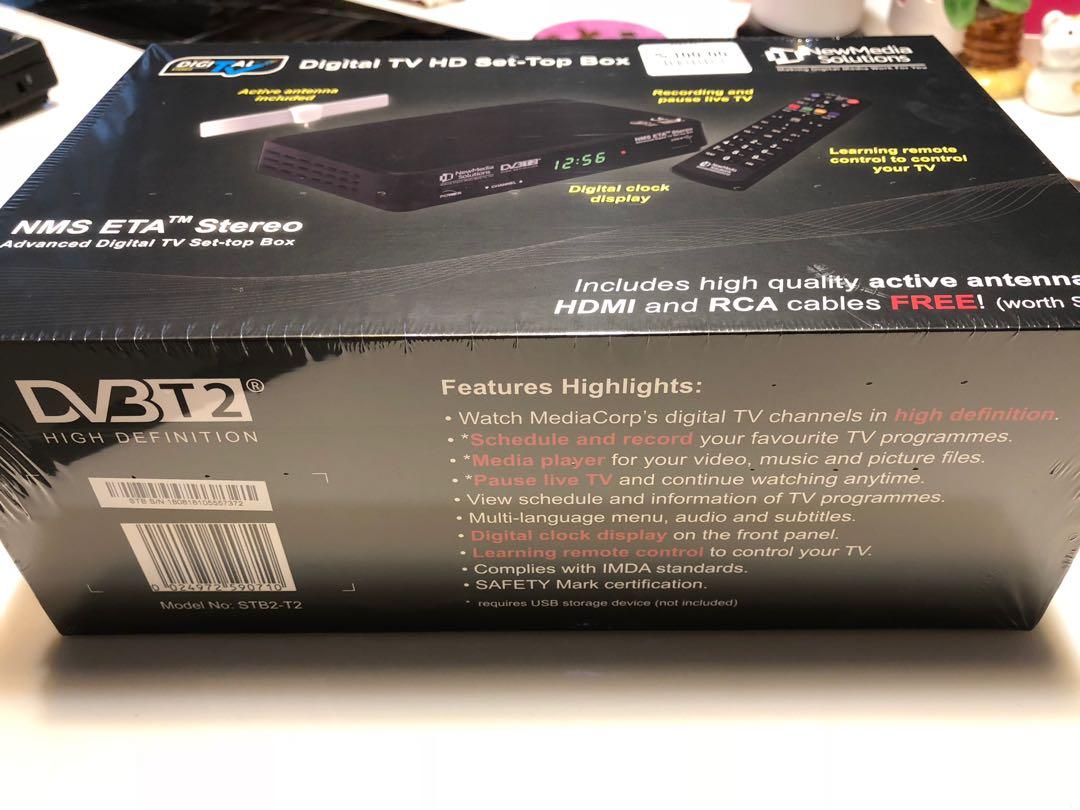 Brand New NewMedia Solutions Advanced Digital TV HD Set-Top Box NMS DTA Stereo DVB-T2 STB2-T2 ...