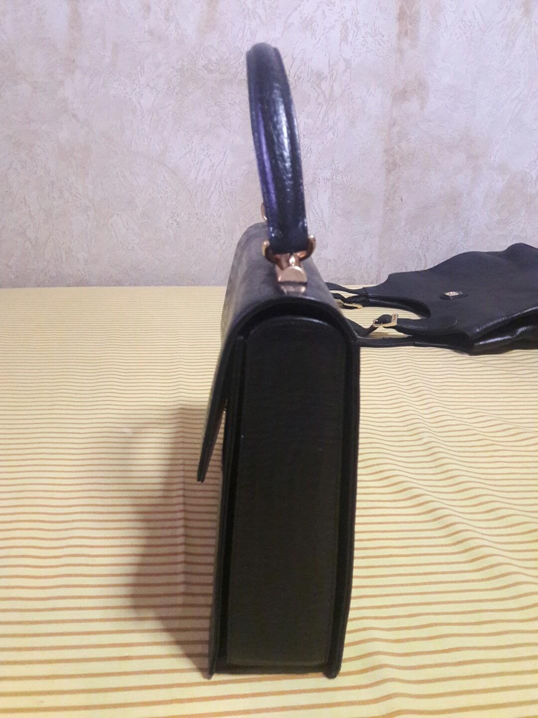 Esquire Collection Genuine Leather Top Handle Black Bag, Luxury, Bags ...