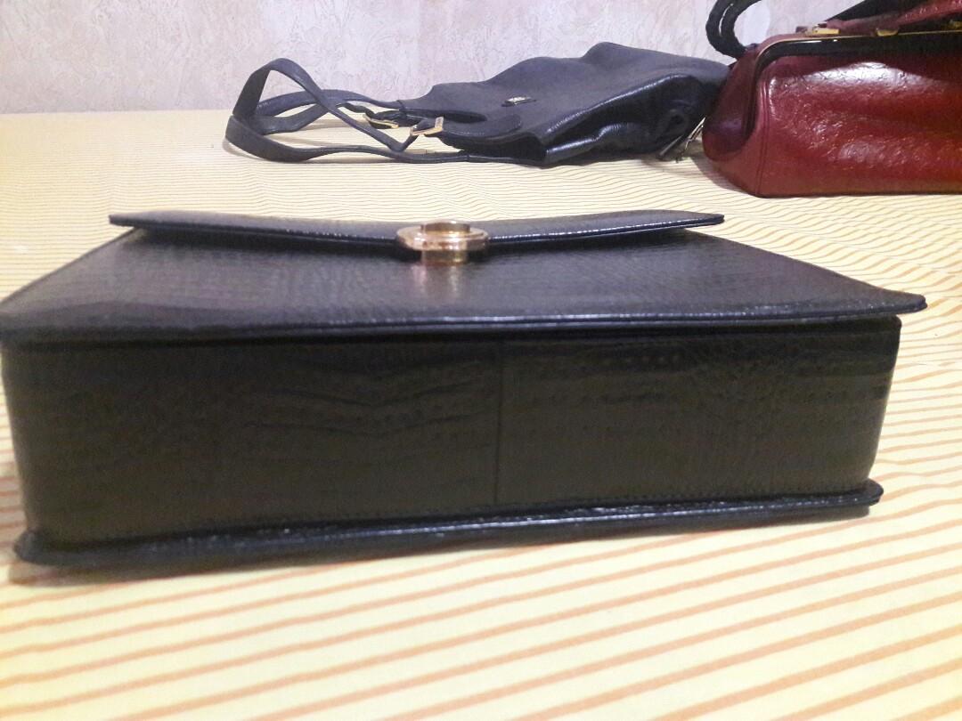 Esquire Collection Genuine Leather Top Handle Black Bag, Luxury, Bags ...
