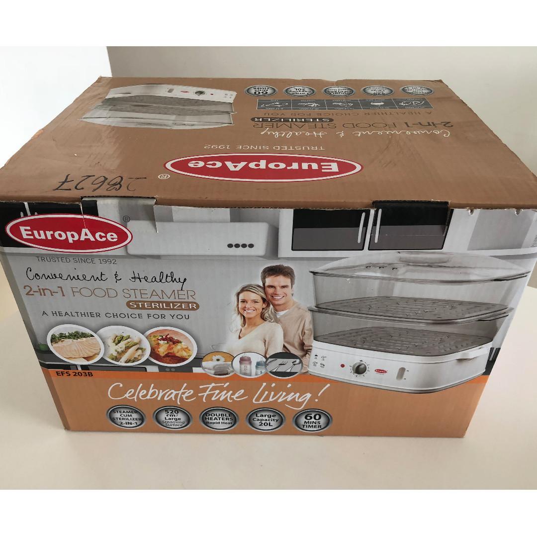 EuropAce 2-in-1 Food Steamer 20L, TV & Home Appliances, Kitchen ...