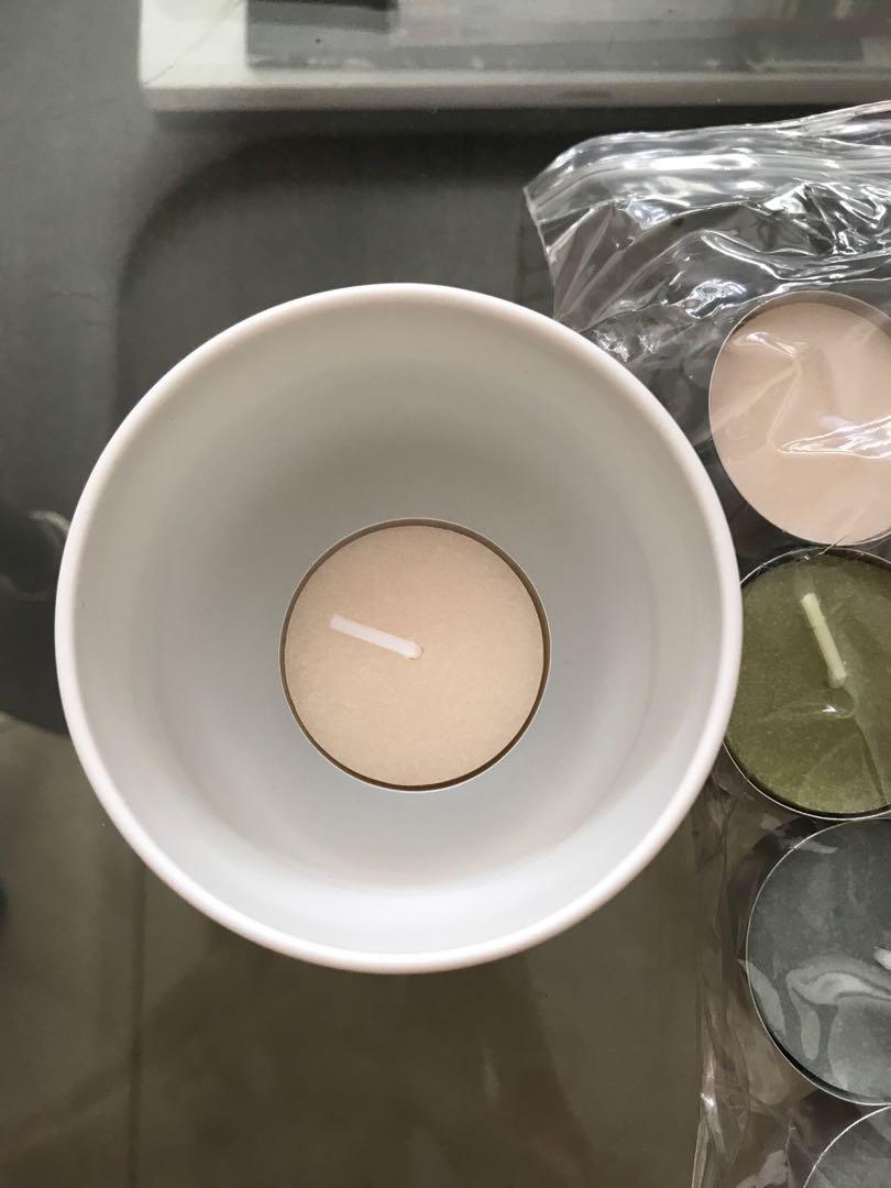Muji Porcelain Candle with free 12 fragrance candle sets, Furniture ...