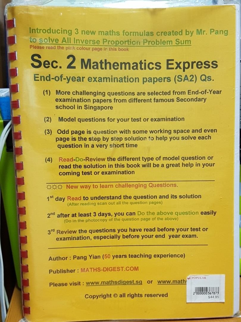 Sec 2 Maths Express SA2 challenging questions, Hobbies & Toys, Books ...
