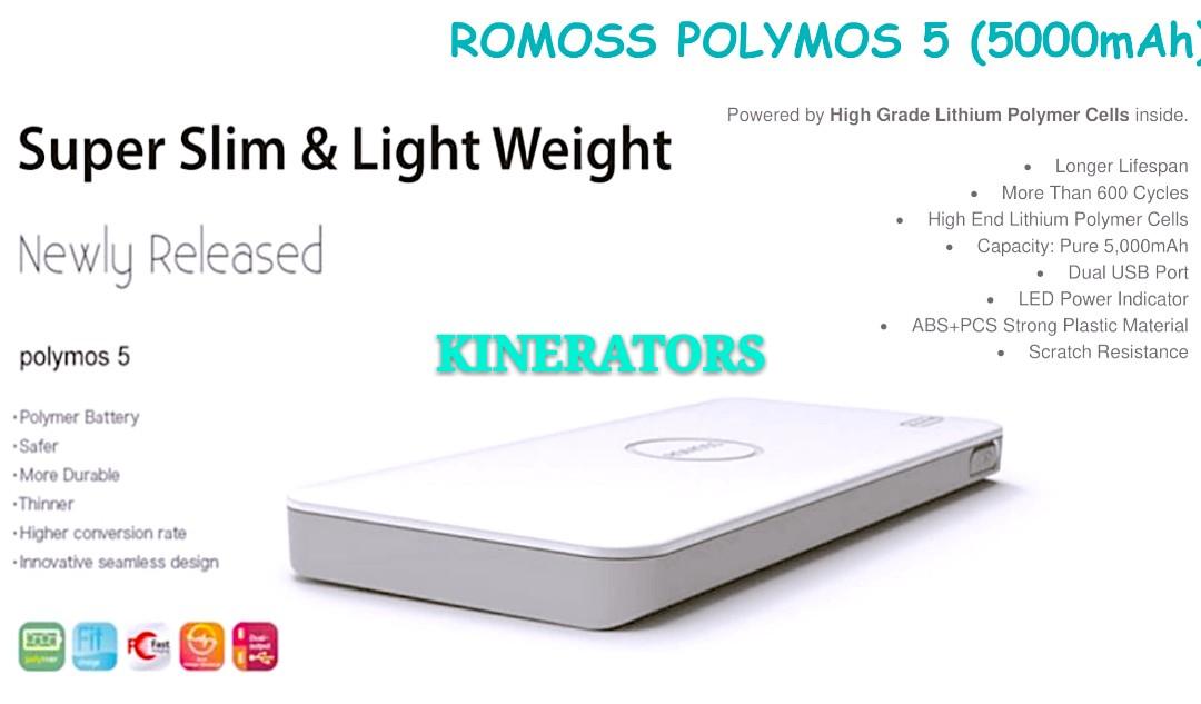 (2 for $50) ROMOSS Polymos 5 Powerbank | 5000mAh, Mobile Phones & Gadgets, Mobile & Gadget ...