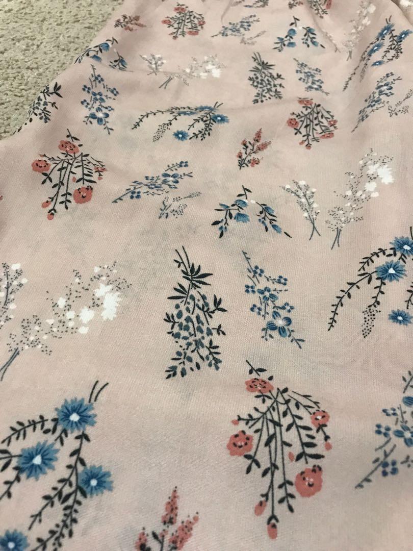 TEMT Baby Pink Floral Culottes Pyjama Pants, Women's Fashion, Bottoms ...