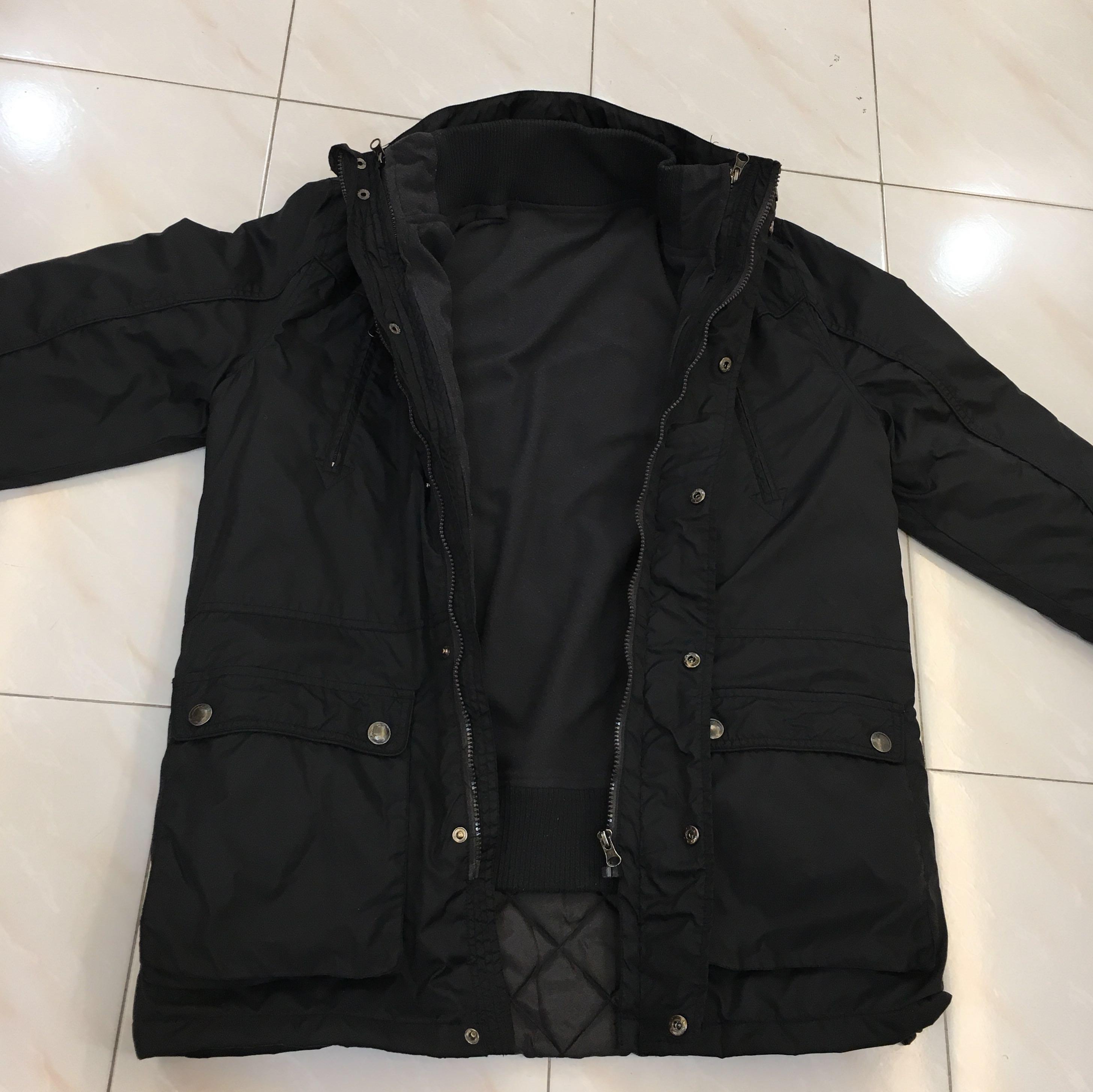 2 layer black men winter jacket #Oct10, Men's Fashion, Coats, Jackets ...