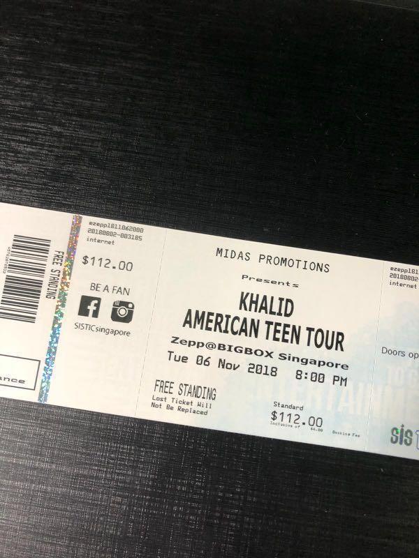 Khalid concert ticket, Tickets & Vouchers, Event Tickets on Carousell