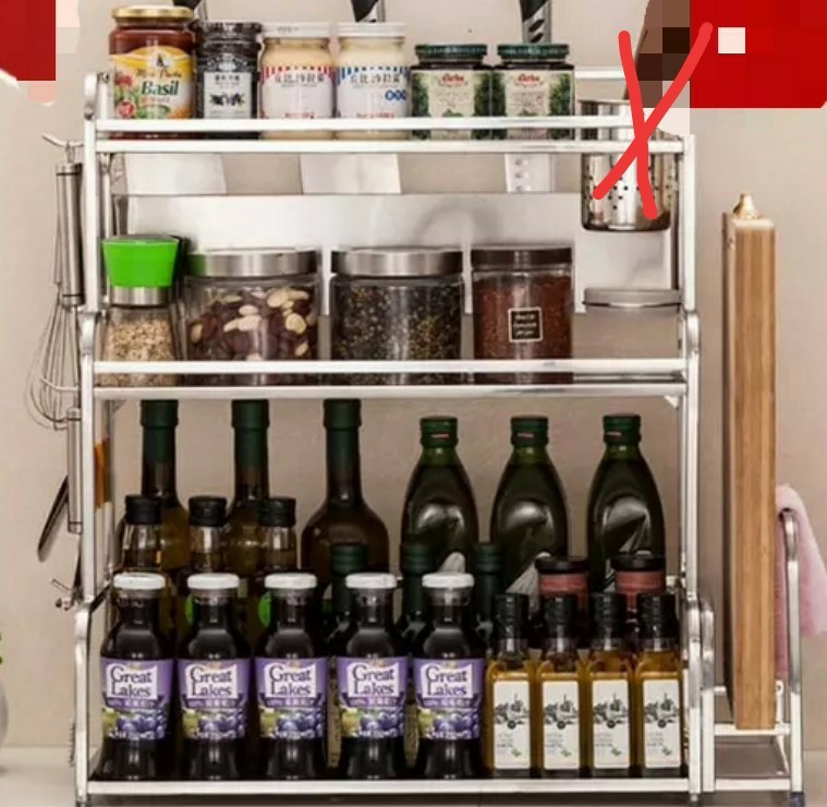 Kitchen Stainless Steel 3-tier Sauce Rack, Furniture & Home Living ...