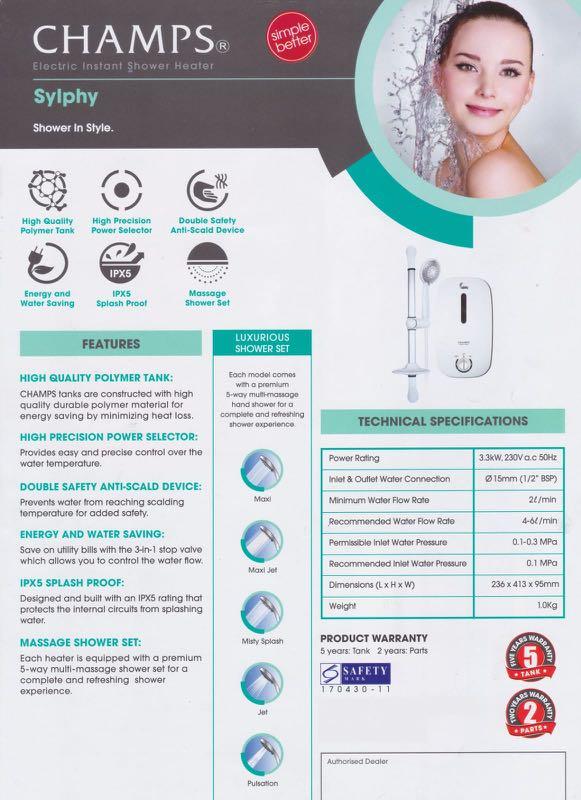 [NEW] CHAMPS SYLPHY INSTANT ELECTRIC WATER HEATER, Hobbies & Toys ...