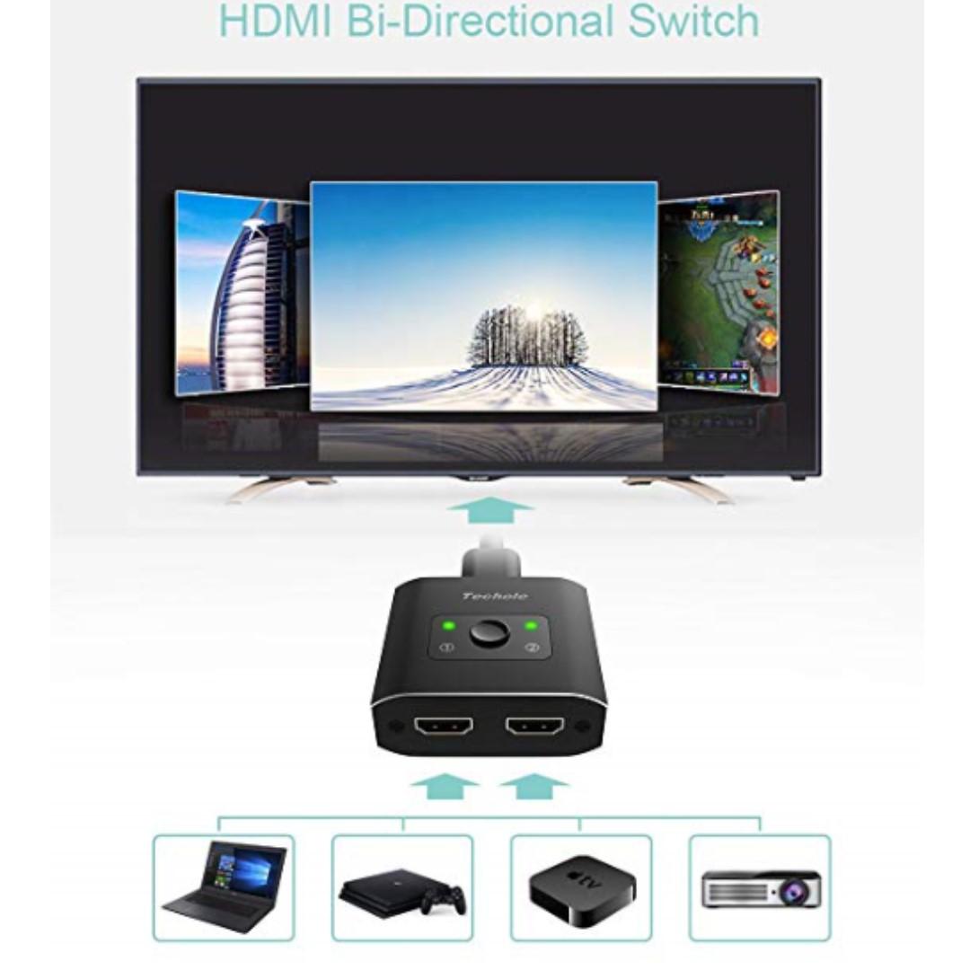 P9 HDMI Splitter, Techole Aluminum HDMI Switch Bi-direction 1 In 2 Out or 2 Input to 1 output ...