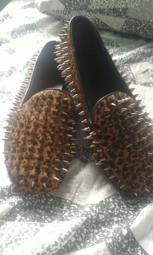 Spike & Leopard Slip Ons, Women's Fashion, Footwear, Slippers and ...