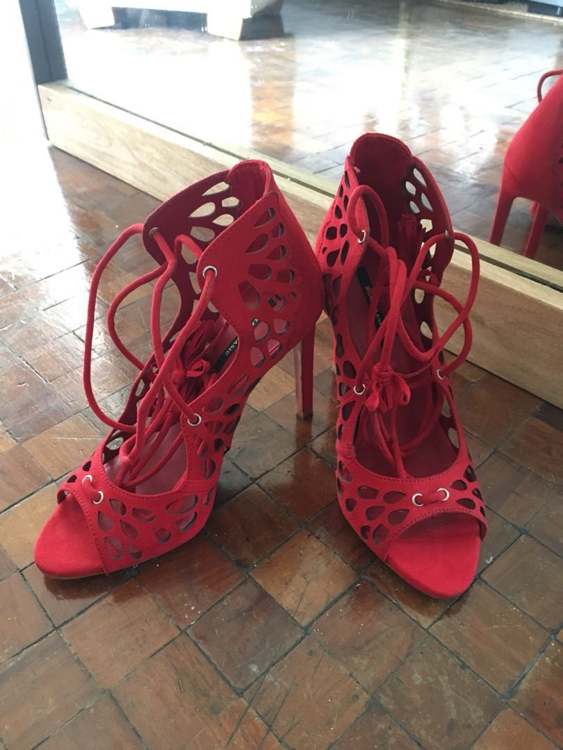 Zara Red Heels, Women's Fashion, Footwear, Heels on Carousell