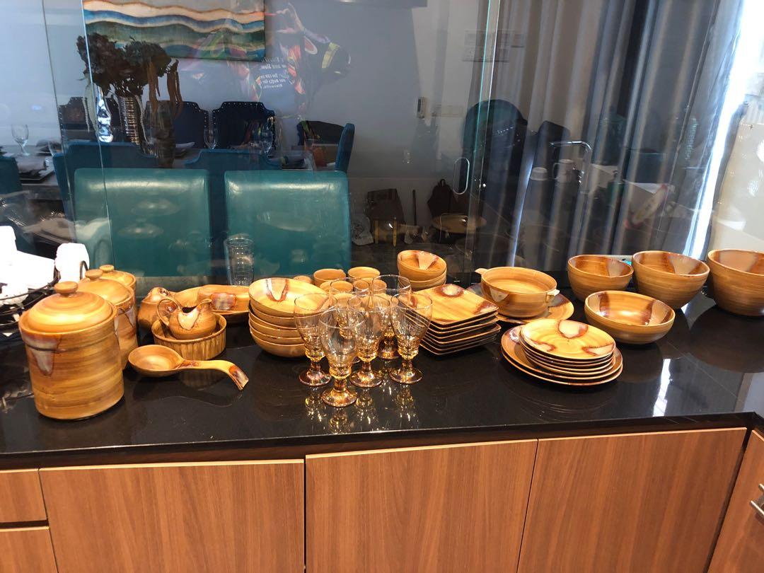 Full Set of Designer Sango Splash Hand Pottery Glazed set, Furniture ...