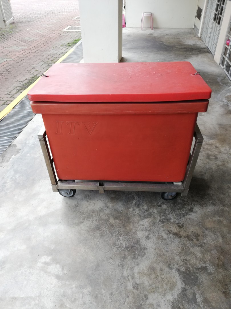 ( Clearance ) Ice box with metal trolley rack, Furniture & Home Living ...