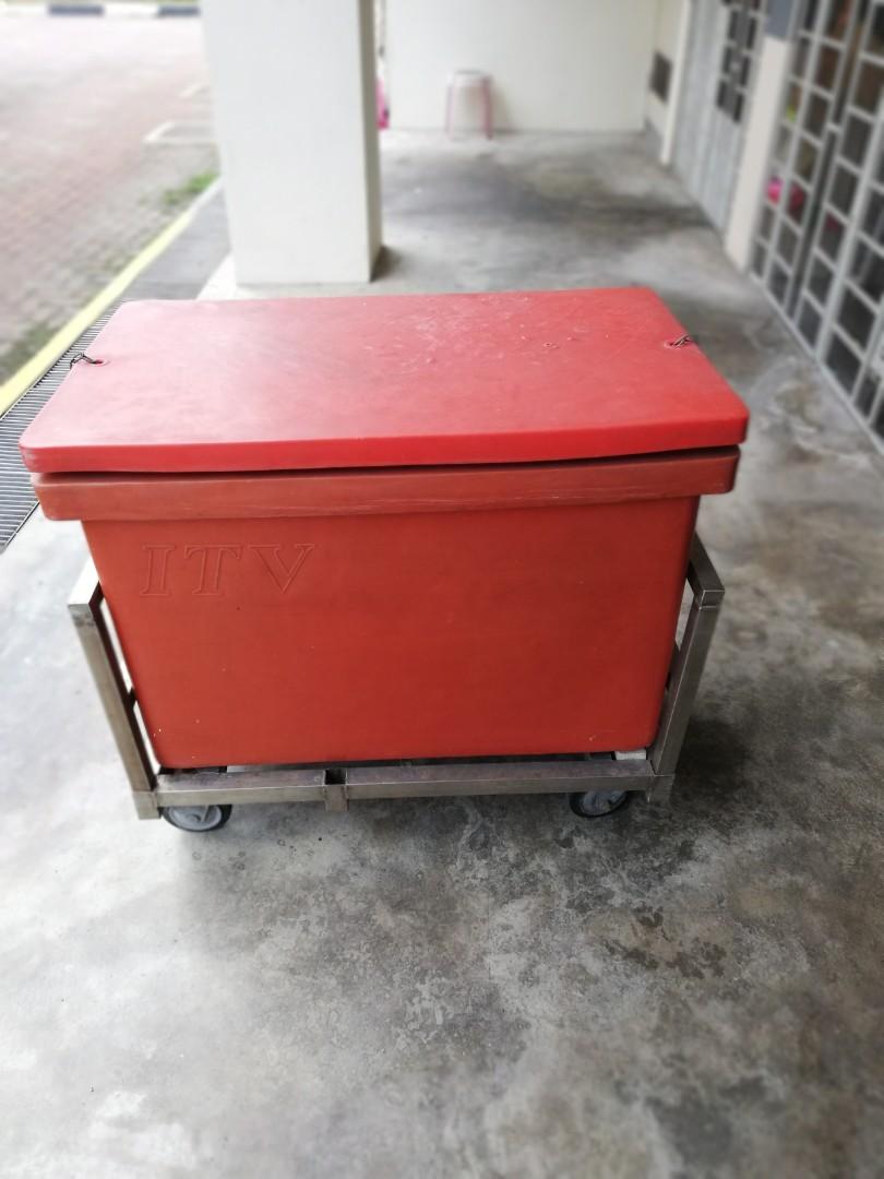 ( Clearance ) Ice box with metal trolley rack, Furniture & Home Living ...