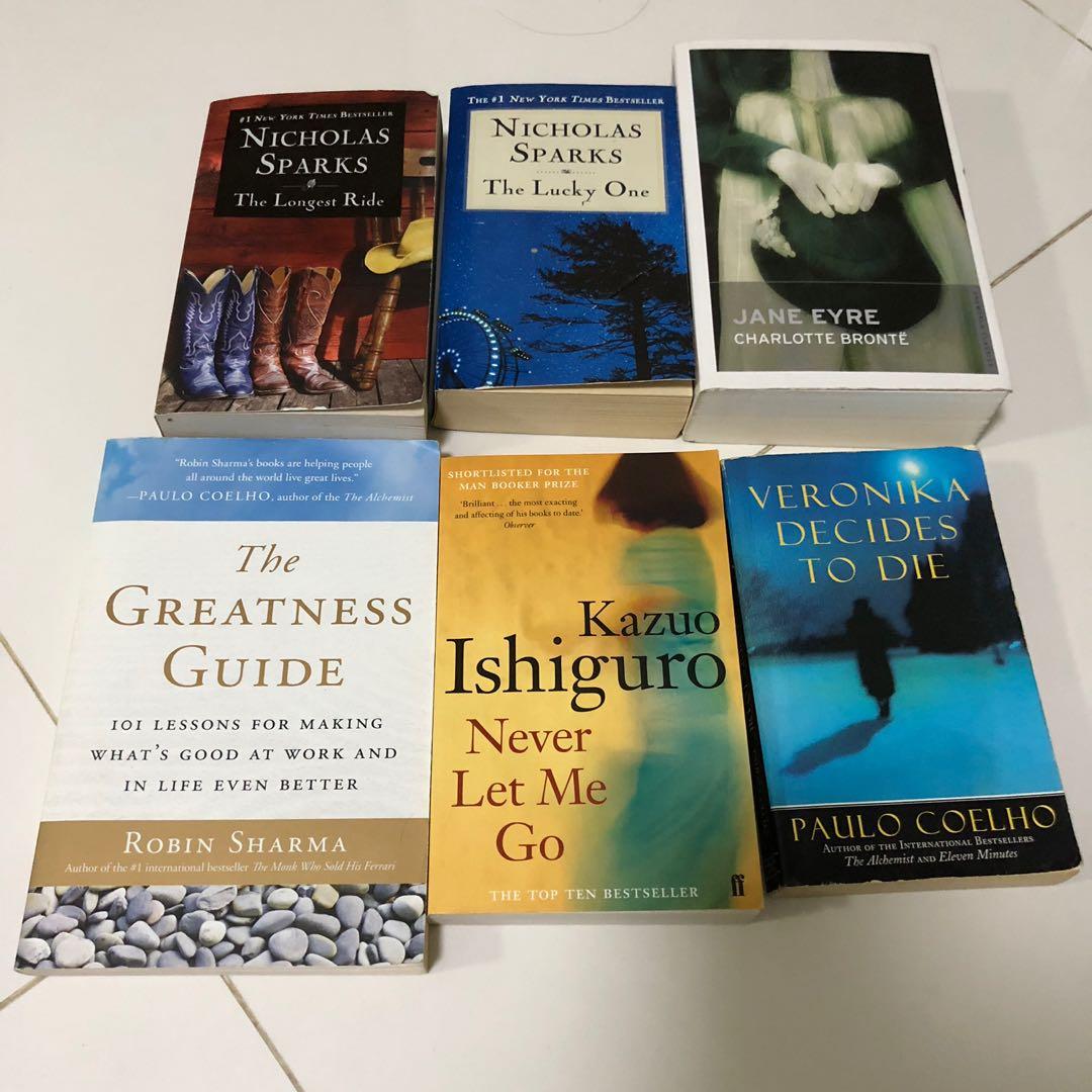 Nicholas sparks/ Charlotte bronte / Robin Sharma/ Kazuo Ishiguro / Paul ...