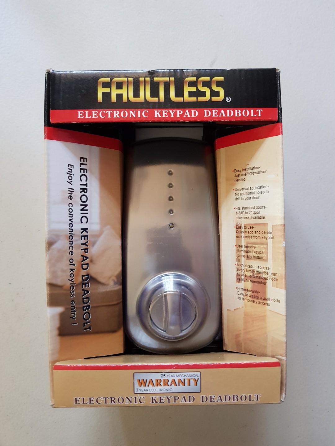 FAULTLESS Electronic Keypad Deadbolt, Furniture & Home Living, Security ...