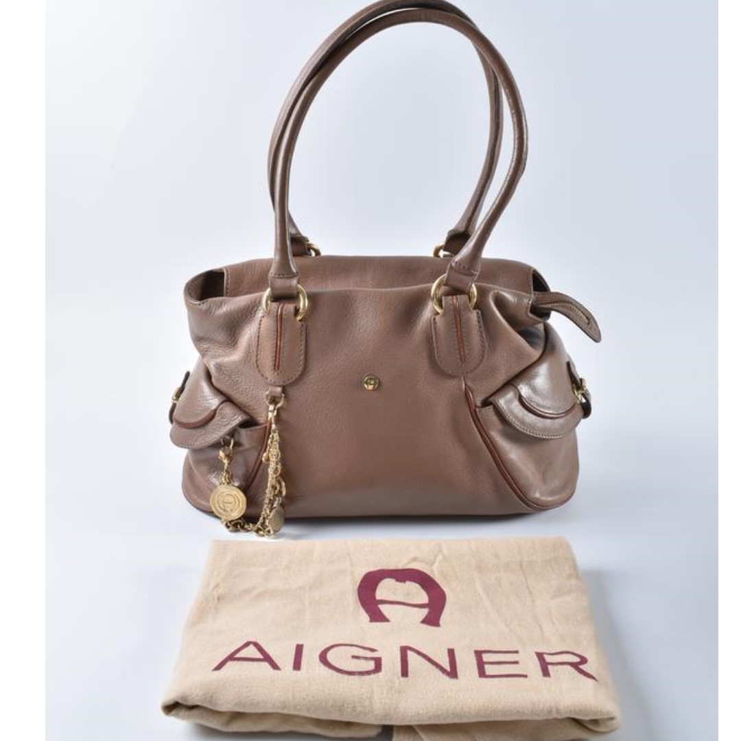 AUTHENTIC Aigner Sierra Shopper Shoulder Bag in Taupe, Luxury, Bags ...