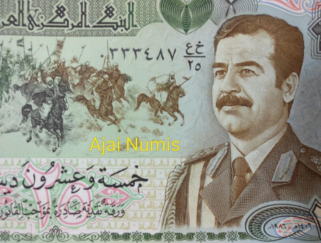 Iraq 25 Dinar Saddam Hussein with Military Uniform., Hobbies & Toys ...