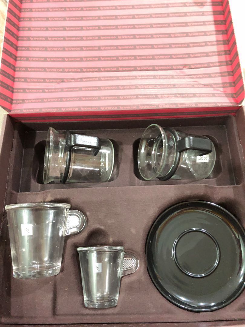 Nespresso welcome set glass cups, Furniture & Home Living, Kitchenware ...