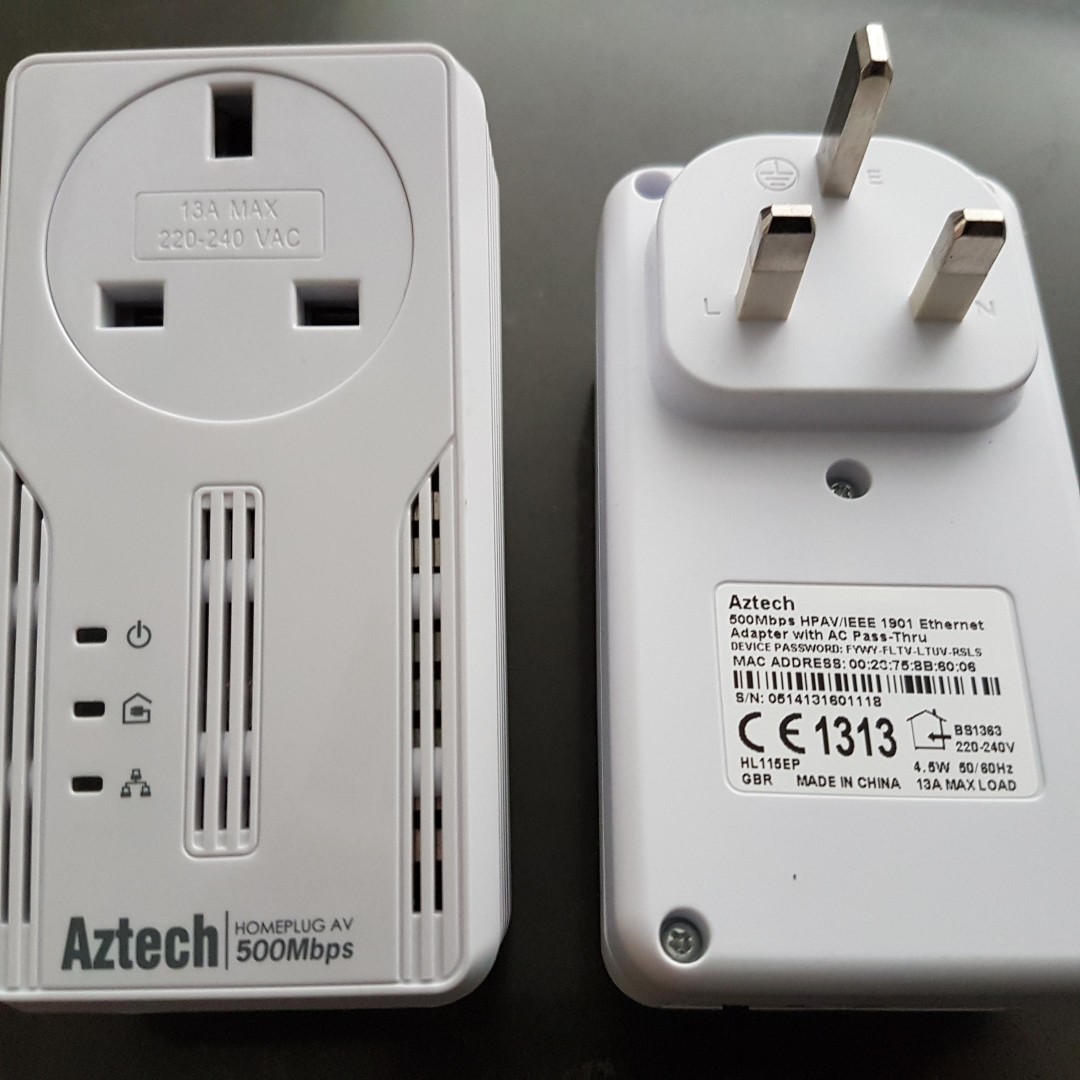 Aztech 500mbps Homeplug Ethernet Adapter Pair Computers And Tech Parts And Accessories Cables