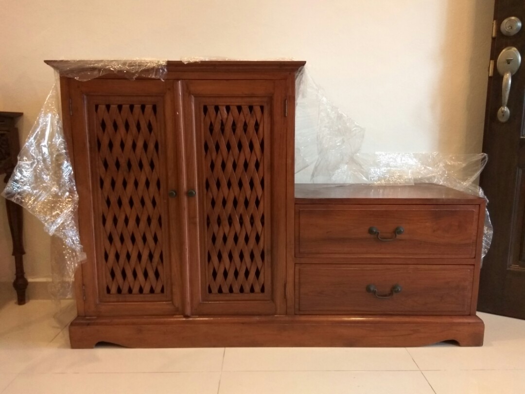 Bali teak shoe cabinet cupboard storage drawer, Furniture & Home Living ...